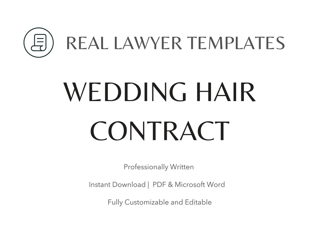 Wedding Hair Contract, Bridal Hair Agreement, Hair Stylist Template ...