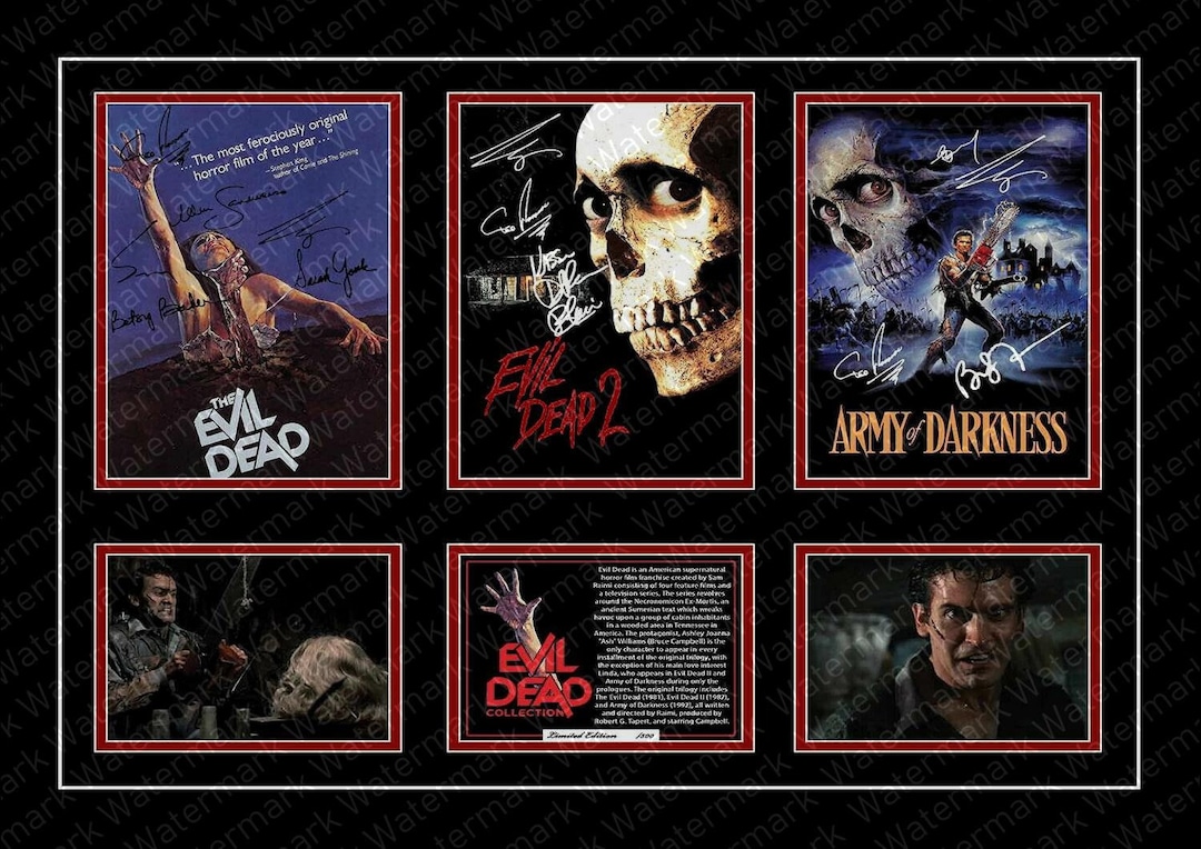 00151 Evil Dead 1981-1992 Original Trilogy Bruce Campbell A4 Signed ...