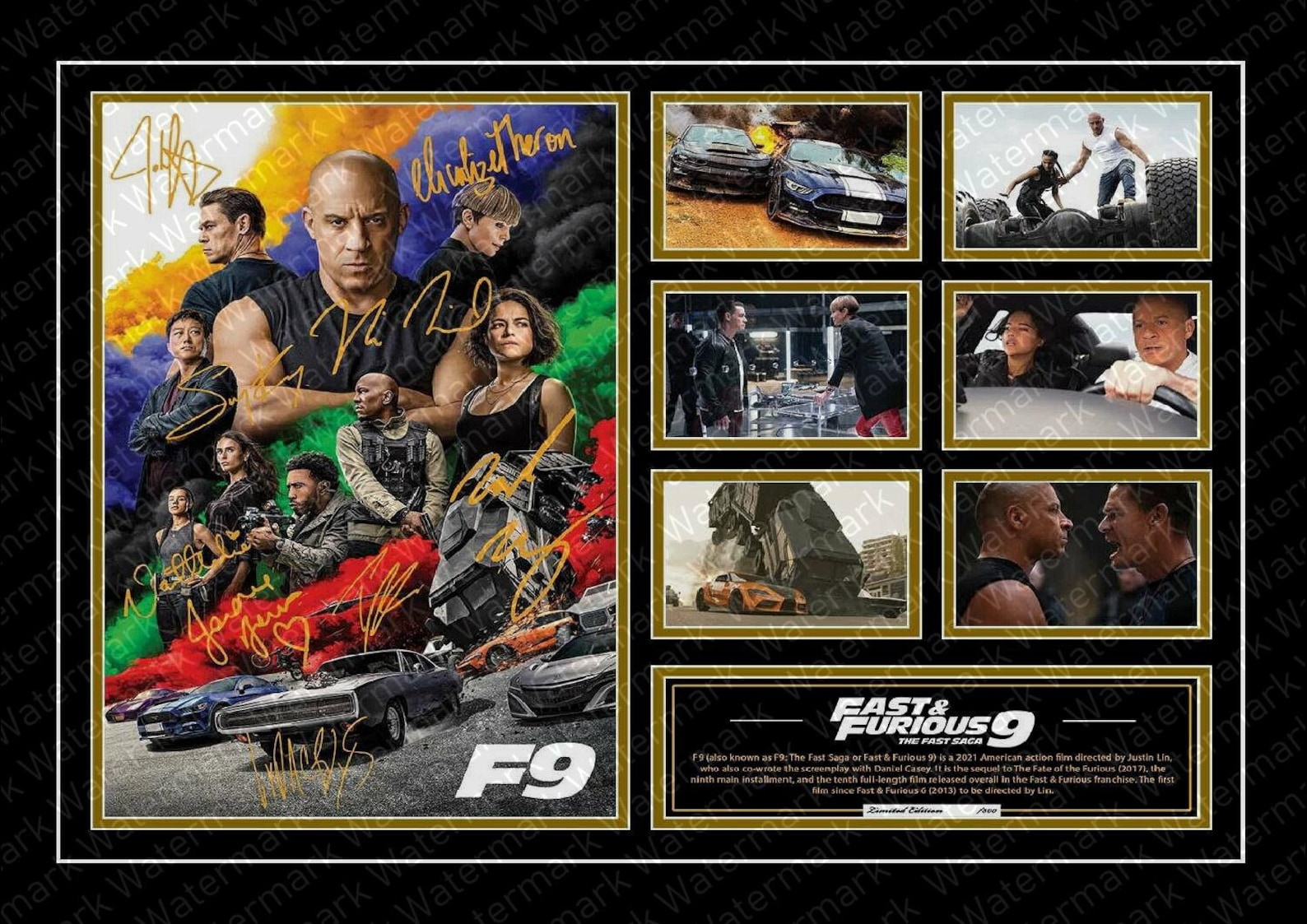 00178 F9 the Fast Saga Fast & Furious 9 A4 Signed Limited Edition Pre ...