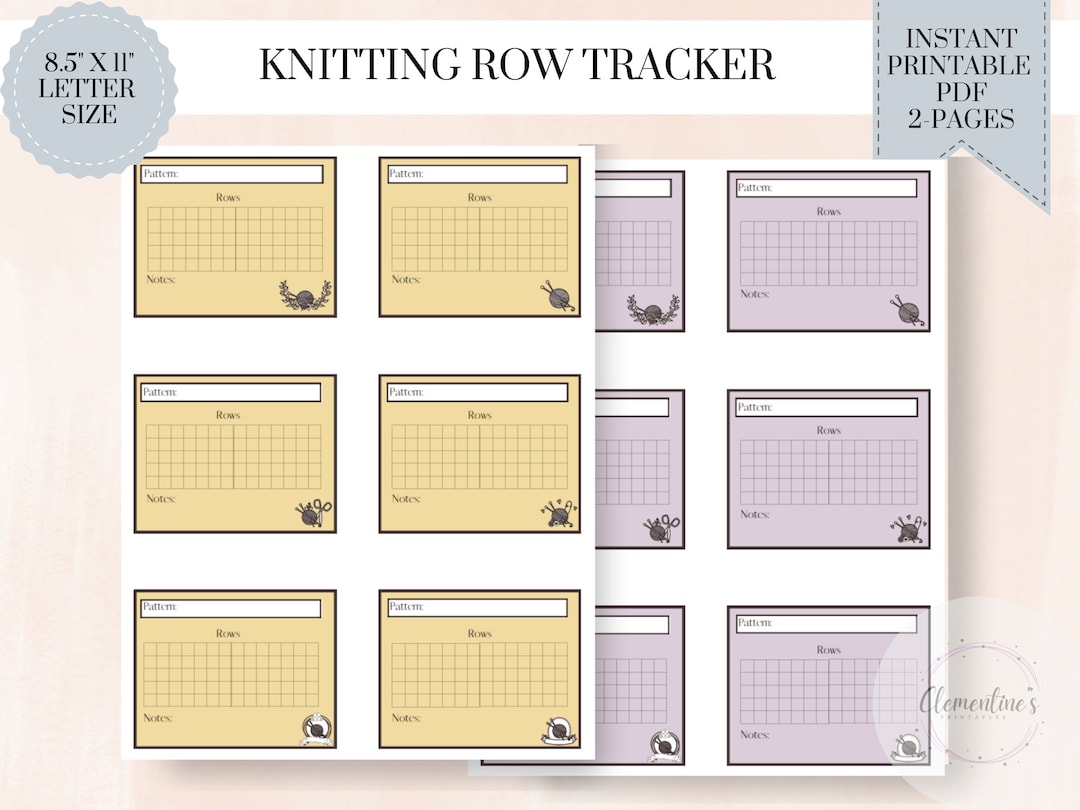 Knitting Row Tracker, Knitting Notes, Knitting Pages, Knitting ...