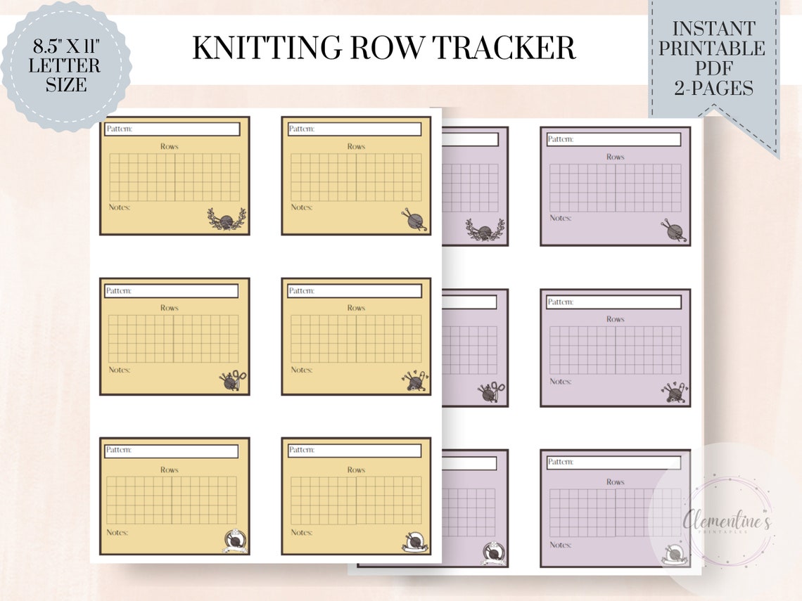 Knitting Row Tracker, Knitting Notes, Knitting Pages, Knitting ...