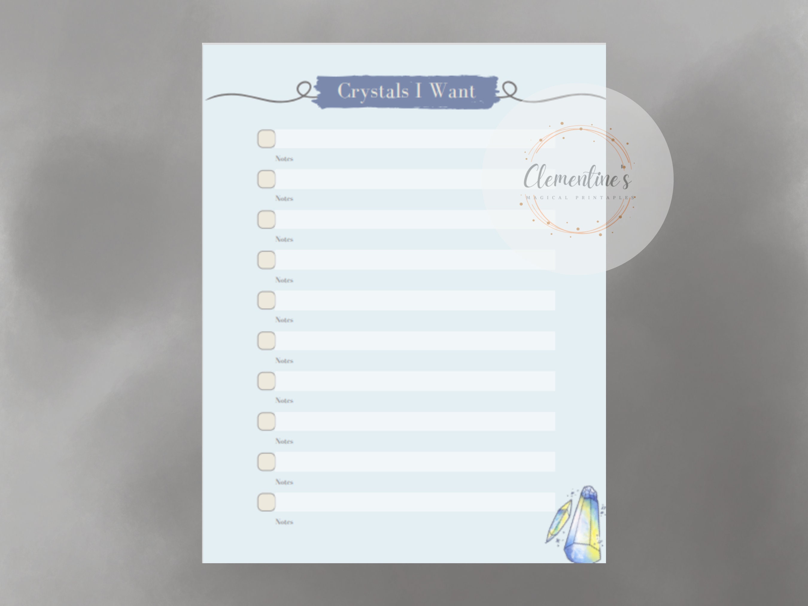 Crystal Inventory, Crystal Printable, Instant Download, Journal ...