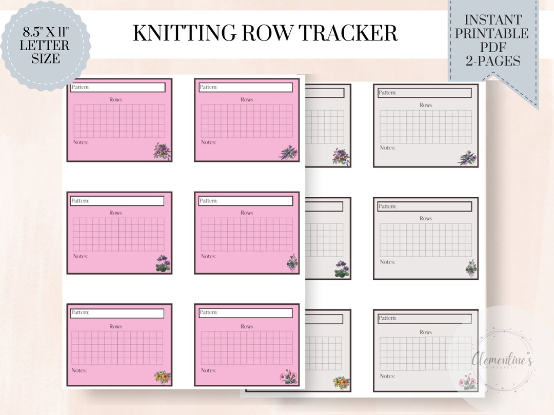 Knitting Row Tracker, Knitting Notes, Knitting Pages, Knitting ...