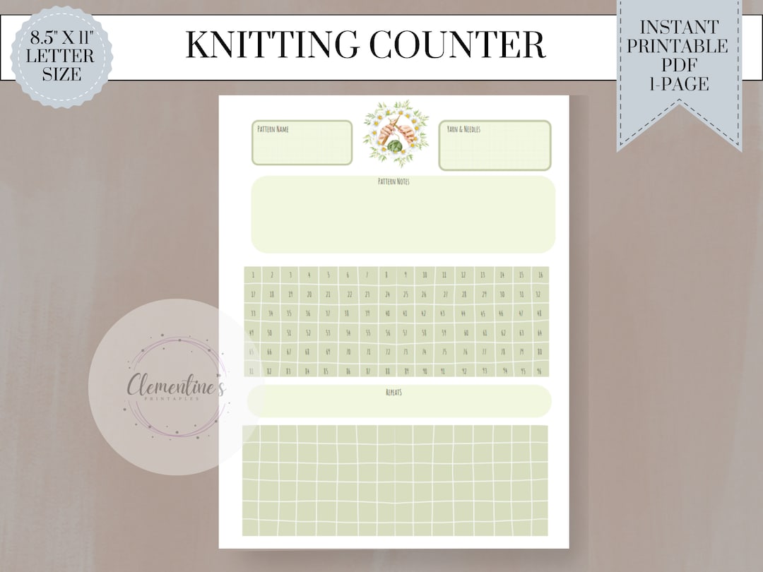 Knitting Row Tracker, Knitting Notes, Knitting Pages, Knitting ...