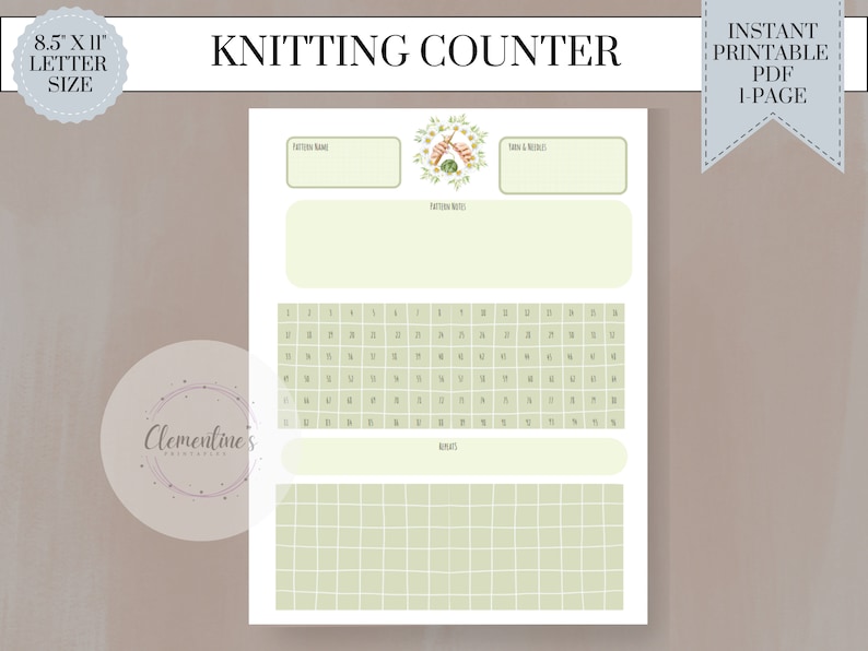 Knitting Row Tracker, Knitting Notes, Knitting Pages, Knitting ...