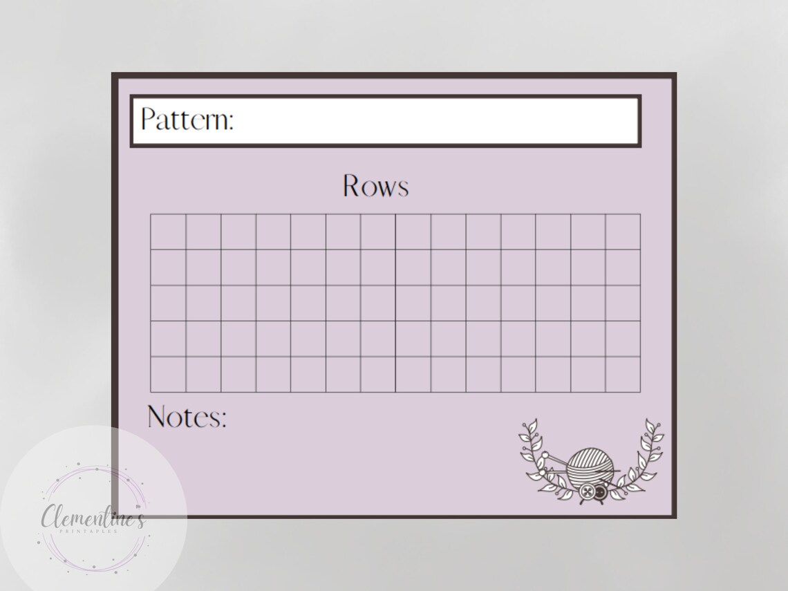 Knitting Row Tracker, Knitting Notes, Knitting Pages, Knitting ...