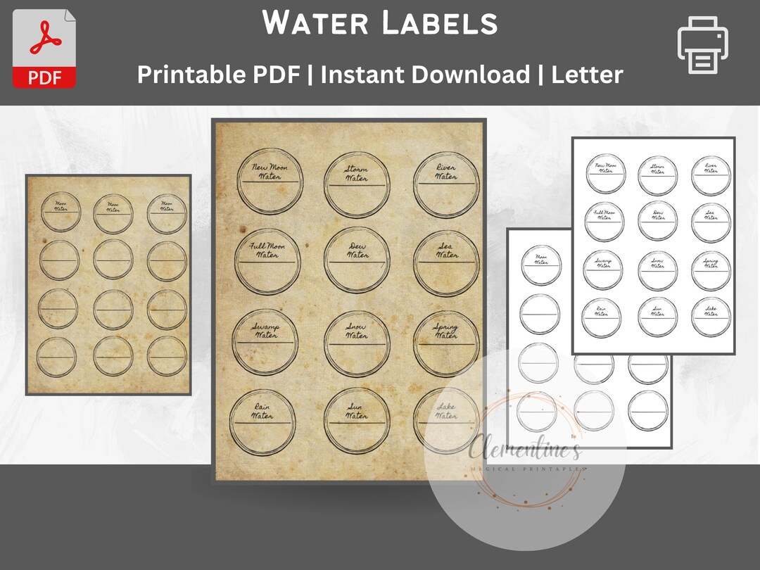 Moon Water Label, Moon Water, Full Moon, Magical Waters, Printable ...