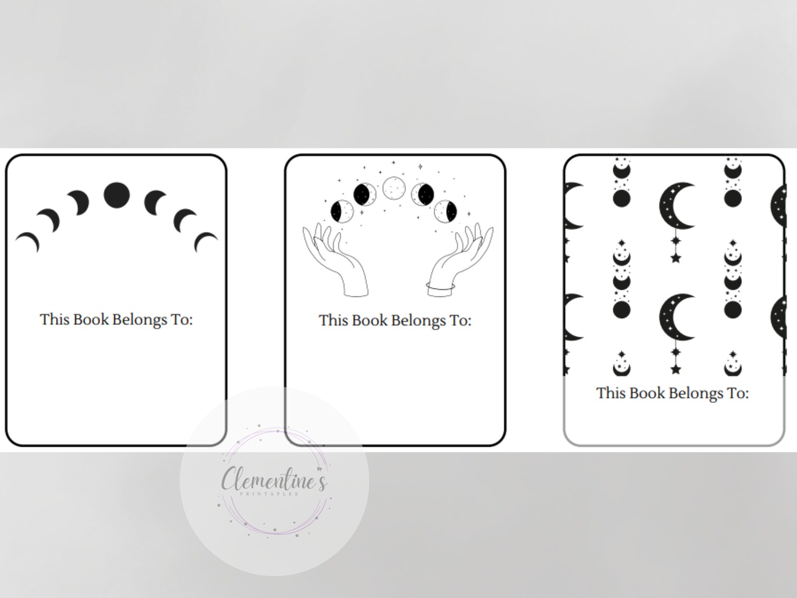 Moon Phase Bookplate, Set of 9, Digital Bookplate, Instant Download ...