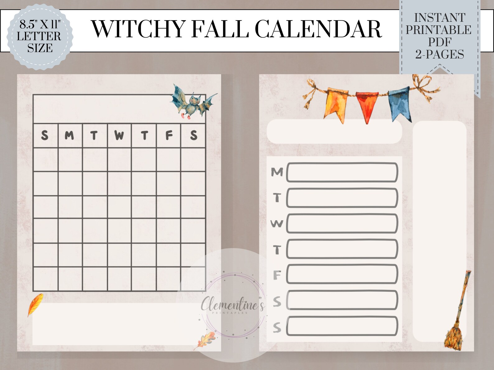 Witchy Fall Stationary, Calendar, Undated, Journal, Autumn, Fall ...