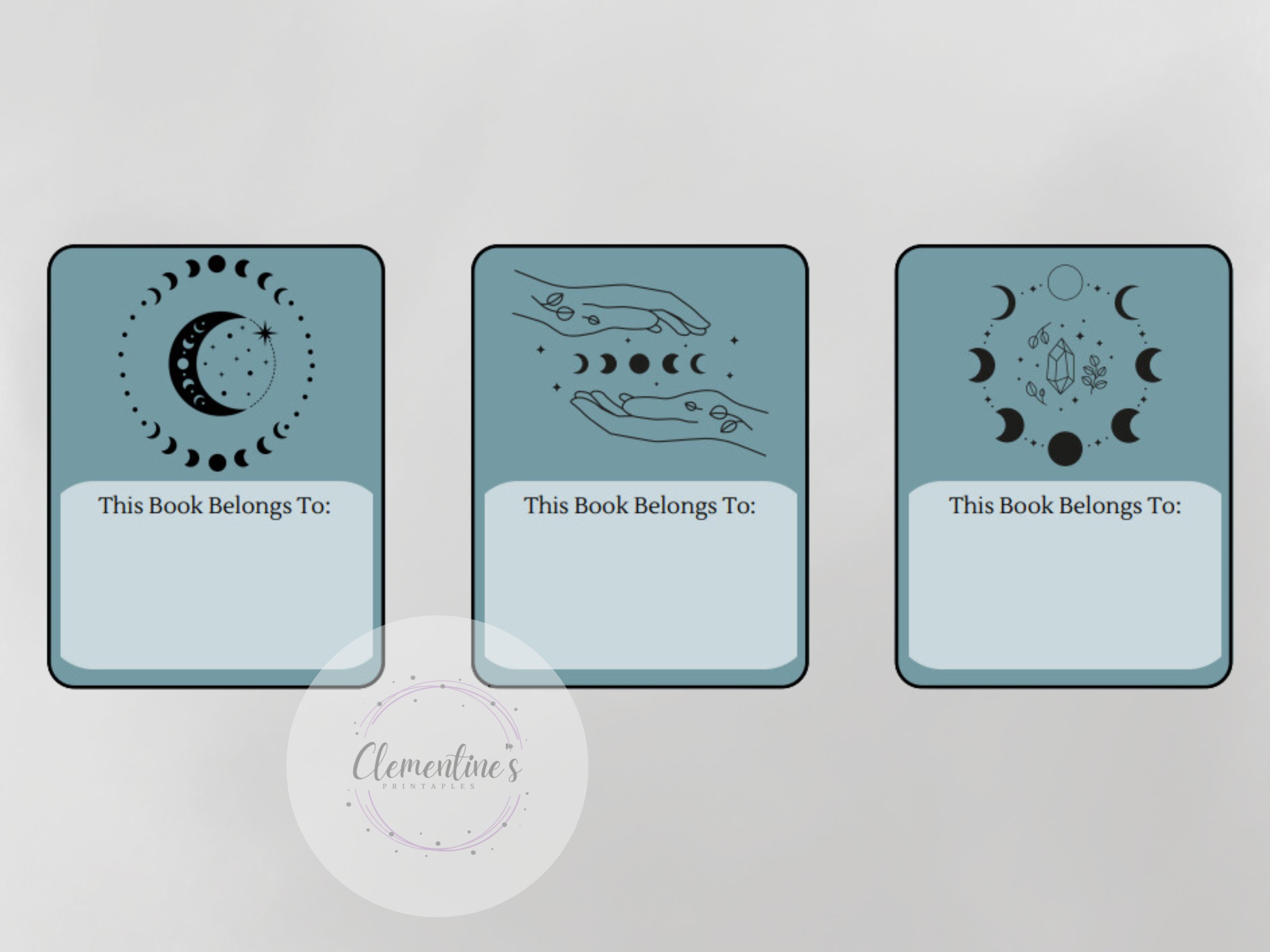 Moon Phase Bookplate, Set of 9, Digital Bookplate, Instant Download ...