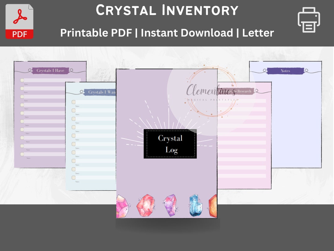 Crystal Inventory, Crystal Printable, Instant Download, Journal ...