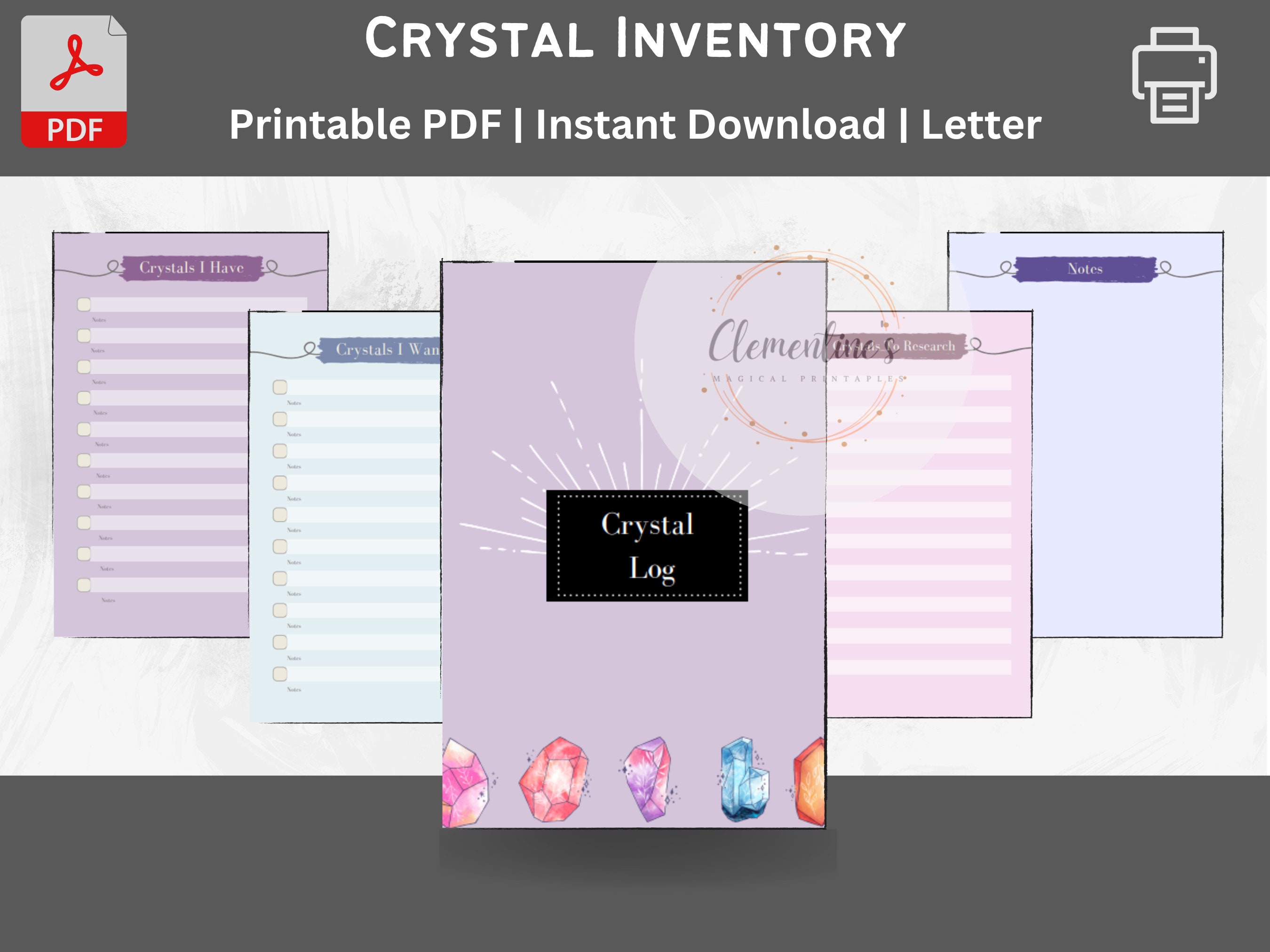 Crystal Inventory, Crystal Printable, Instant Download, Journal ...