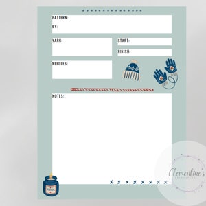 Knitting Note Page, Knitting, Knitting Journal, Knitting Pattern Notes ...