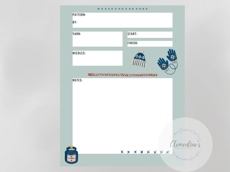 Knitting Note Page, Knitting, Knitting Journal, Knitting Pattern Notes ...