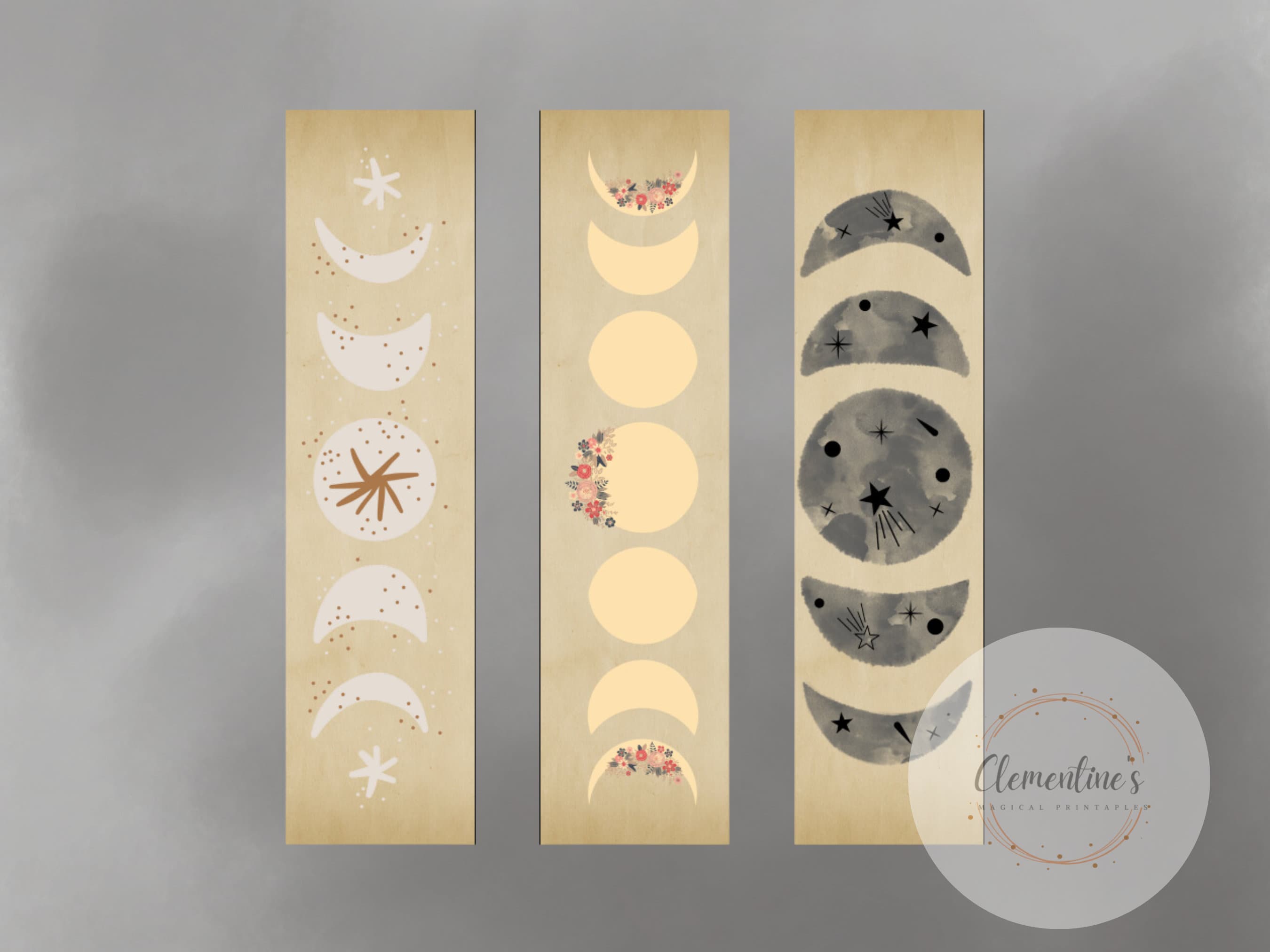 Set of 6, Moon Phase Bookmark, Moon Printable, Witchy Bookmark ...