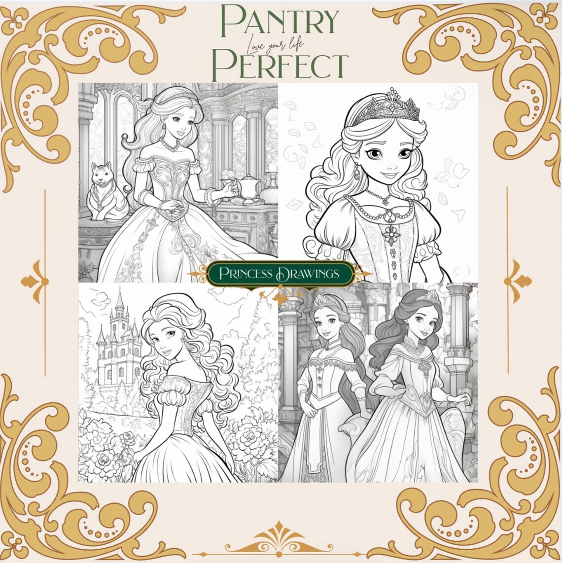 Princess Colouring Page Set of 4 Printable - Etsy