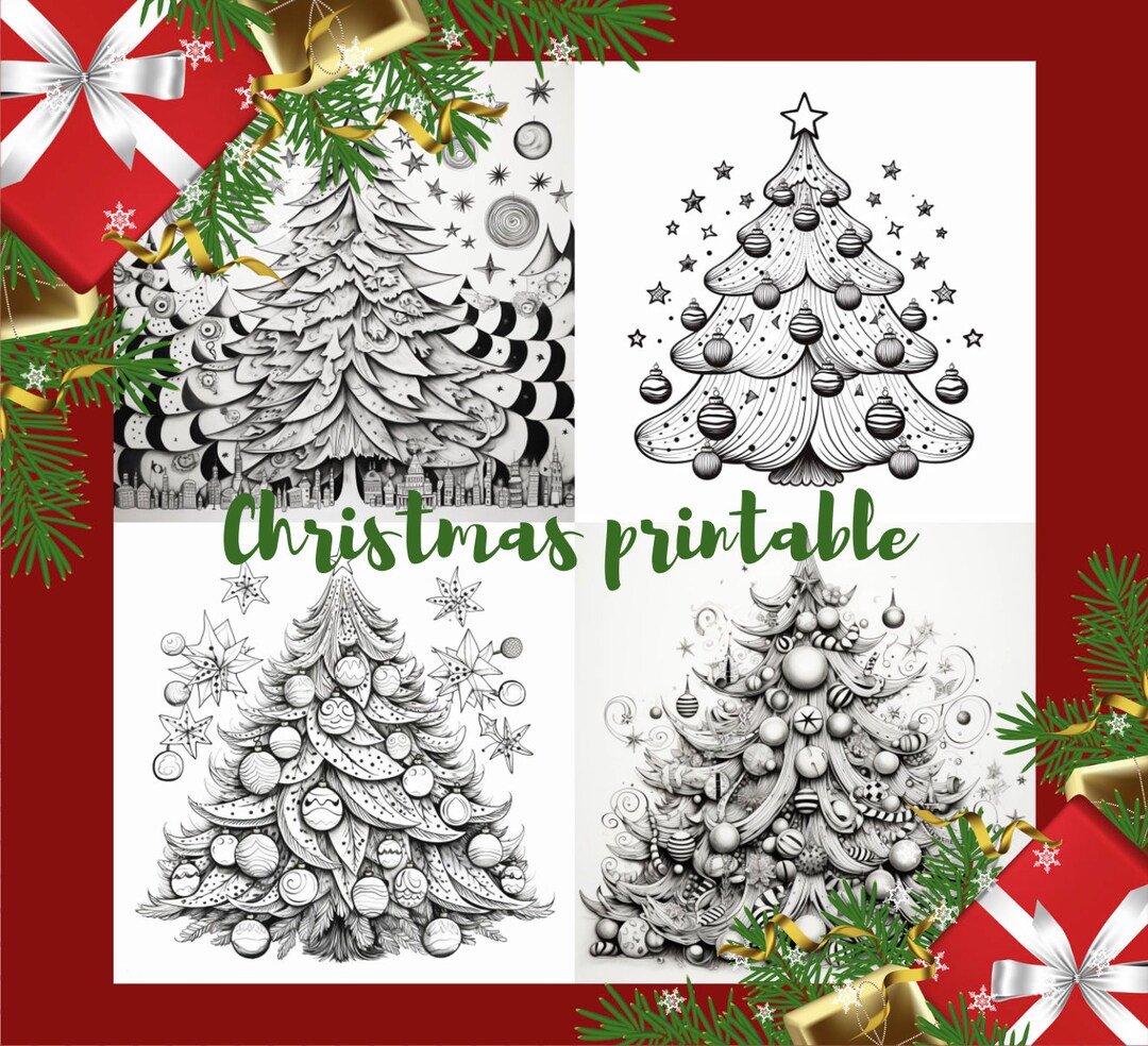 Printable Christmas Tree Drawings for Kids Colouring for - Etsy Australia