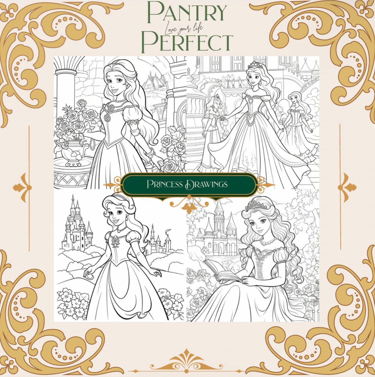 Princess Drawings for Children, Set of 4 Printable Templates - Etsy UK