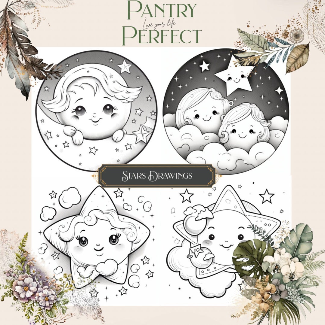 Baby Moon and Star Colouring Printable, Set of 4! - Etsy