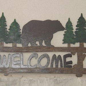 Bear Welcome Sign, Metal Art, Cabin, Northwoods, Lodge, Welcome Sign ...