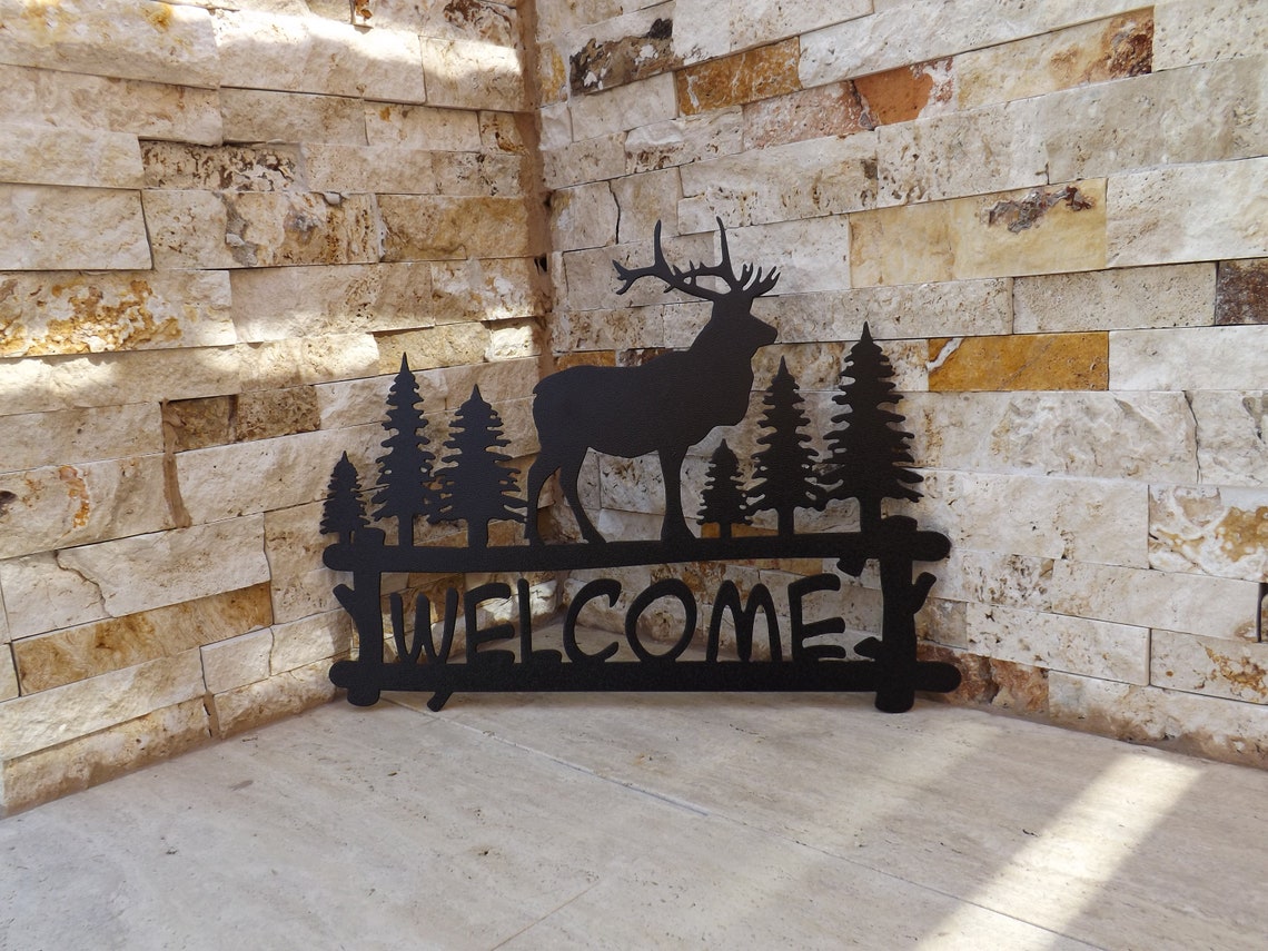 Elk Welcome Sign, Metal Art, Cabin, Northwoods, Lodge, Welcome Sign ...