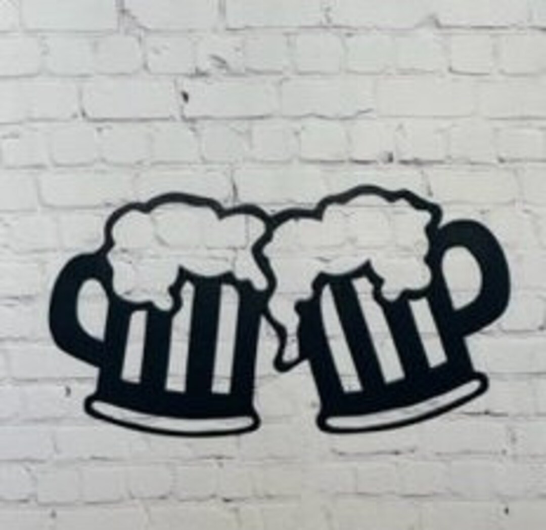 Beer Mugs, Metal Art, Cheers, Pub Sign, Beer Sign, Approximate Size 20w ...