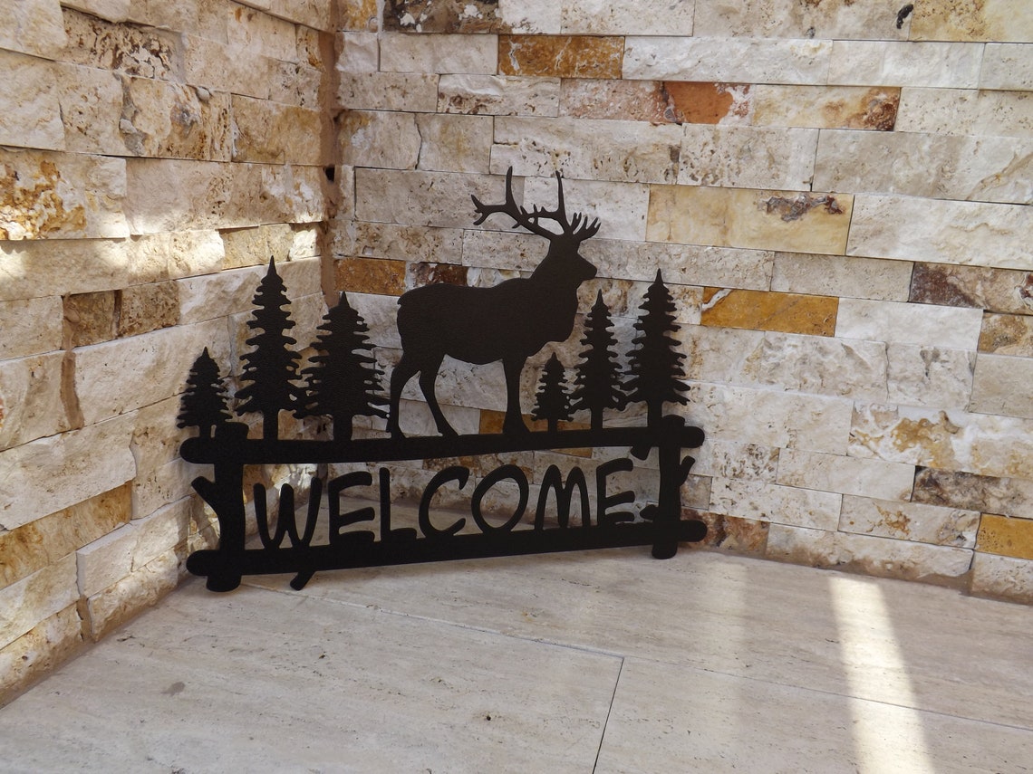 Elk Welcome Sign, Metal Art, Cabin, Northwoods, Lodge, Welcome Sign ...