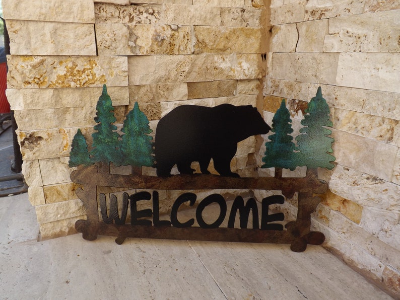Bear Welcome Sign, Metal Art, Cabin, Northwoods, Lodge, Welcome Sign ...