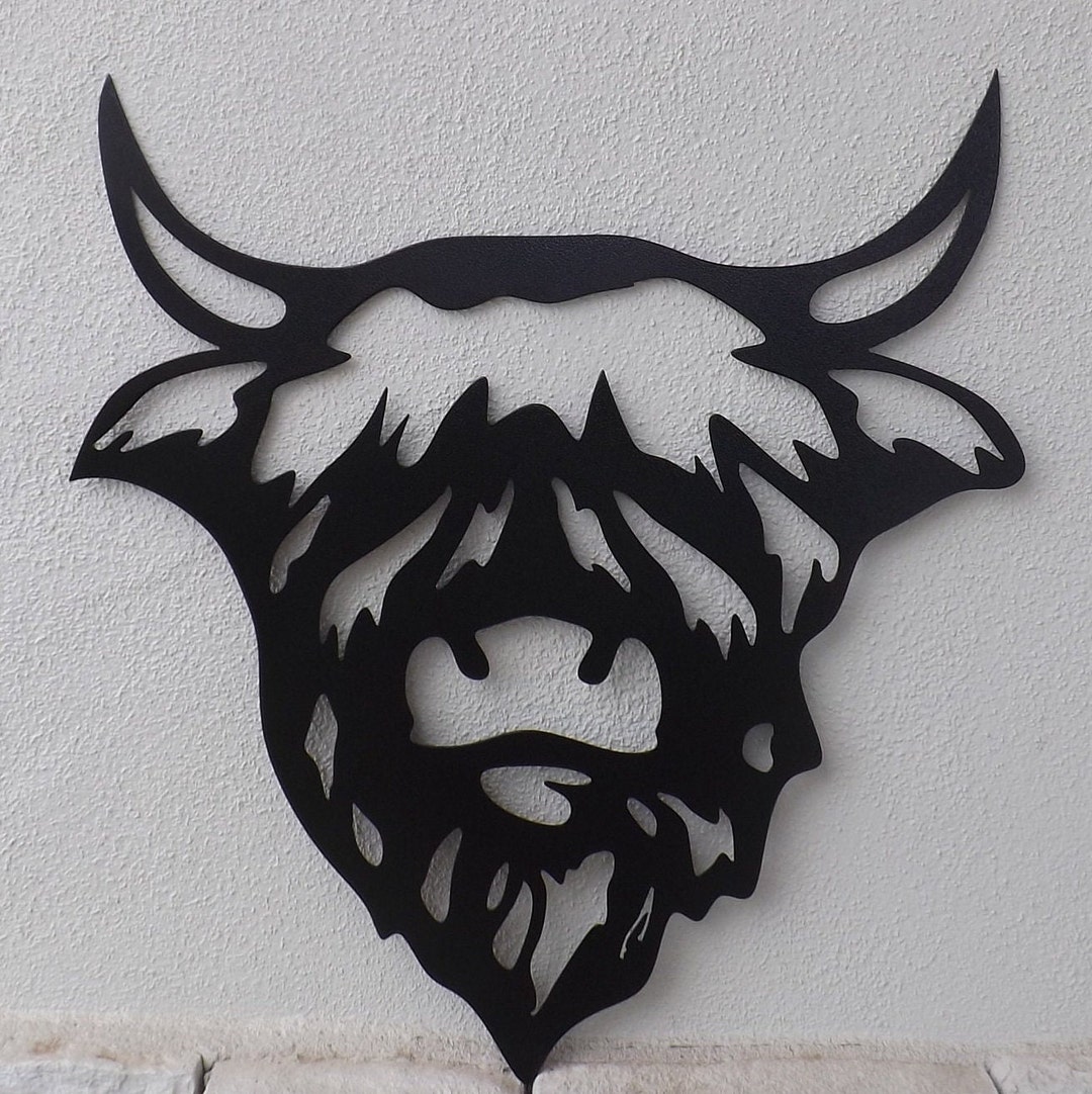 Highland Cow Metal Wall Art, Scottish Highland Cow Head, Metal ...
