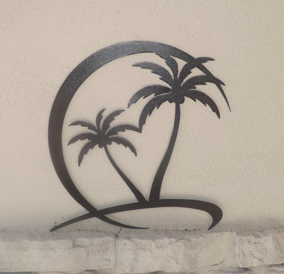 Palm Trees With Swirl Decor - Etsy