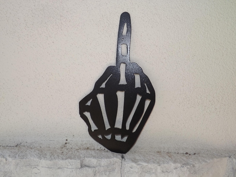 Skeleton Hand Metal Decor, Middle Finger Art, Giving the Finger ...