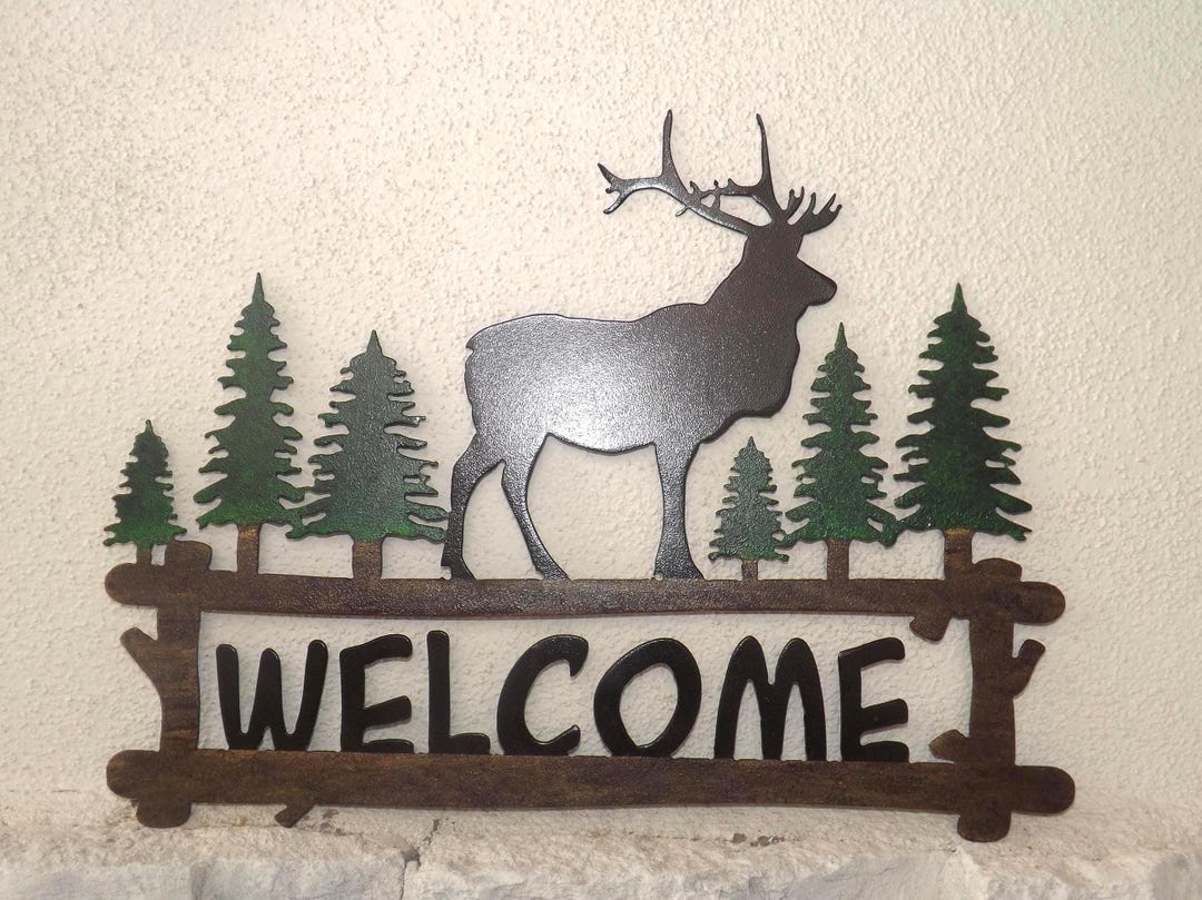 Elk Welcome Sign, Metal Art, Cabin, Northwoods, Lodge, Welcome Sign ...