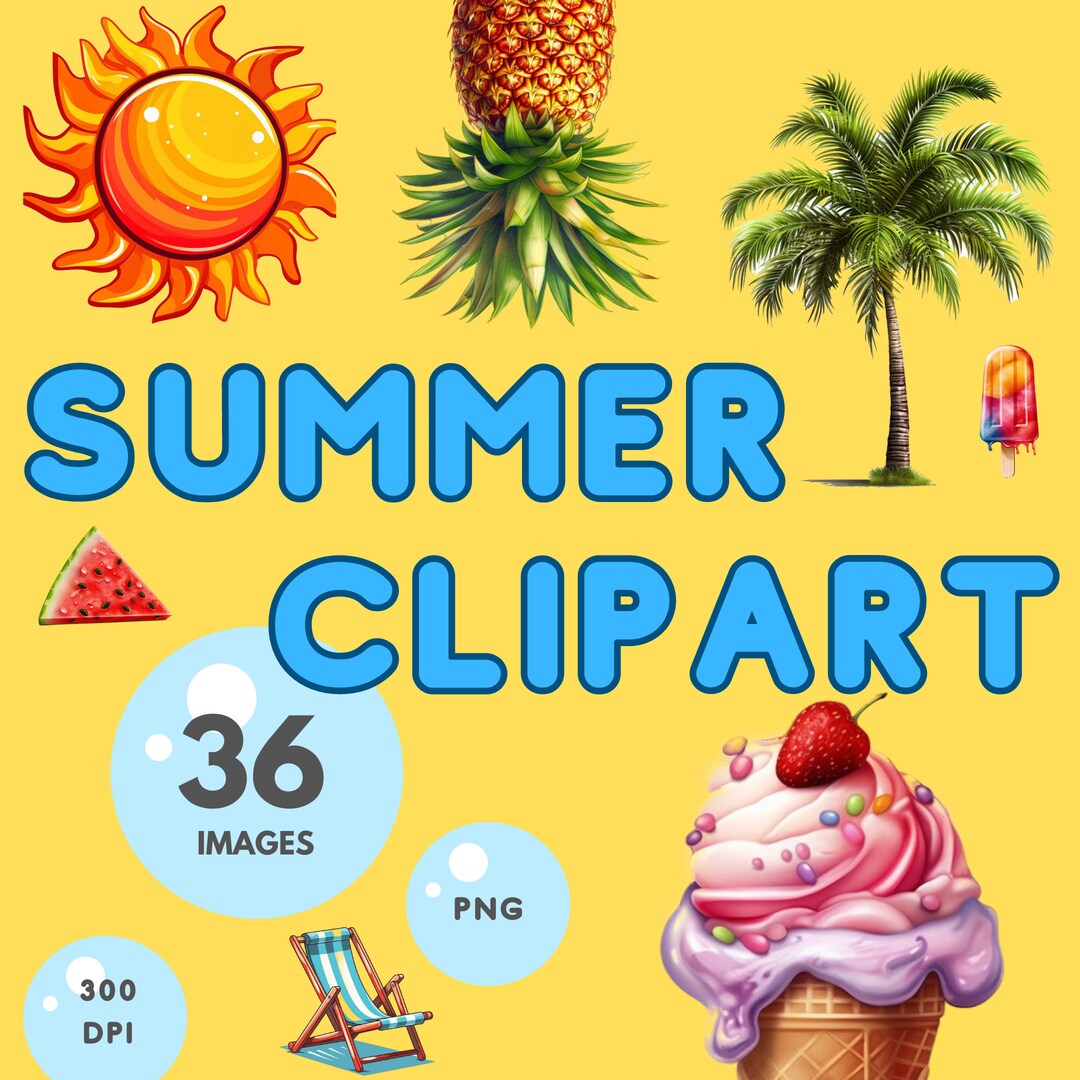 Summer Clipart Bundle, Pool Party and Beach Designs, for Commercial Use ...