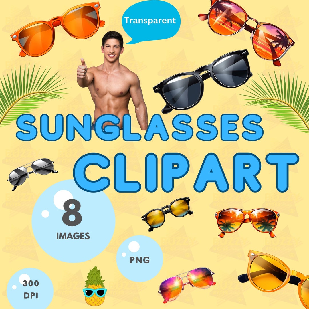 Sunglasses Clipart, 8 Transparent Designs, Summer Clipart Bundle ...