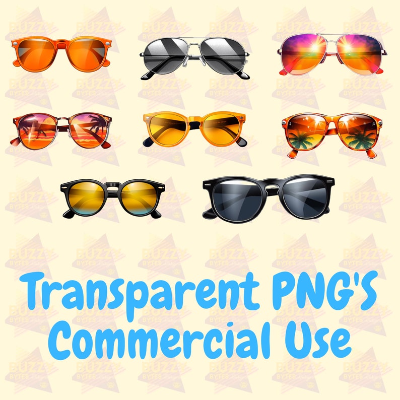 Sunglasses Clipart, 8 Transparent Designs, Summer Clipart Bundle ...