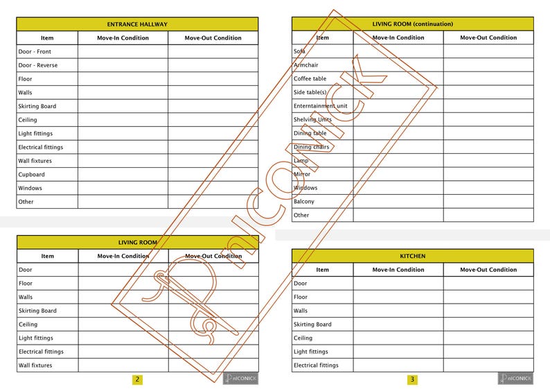 Rental Documentation & Inspection Form for Furnished Property | Tenant ...