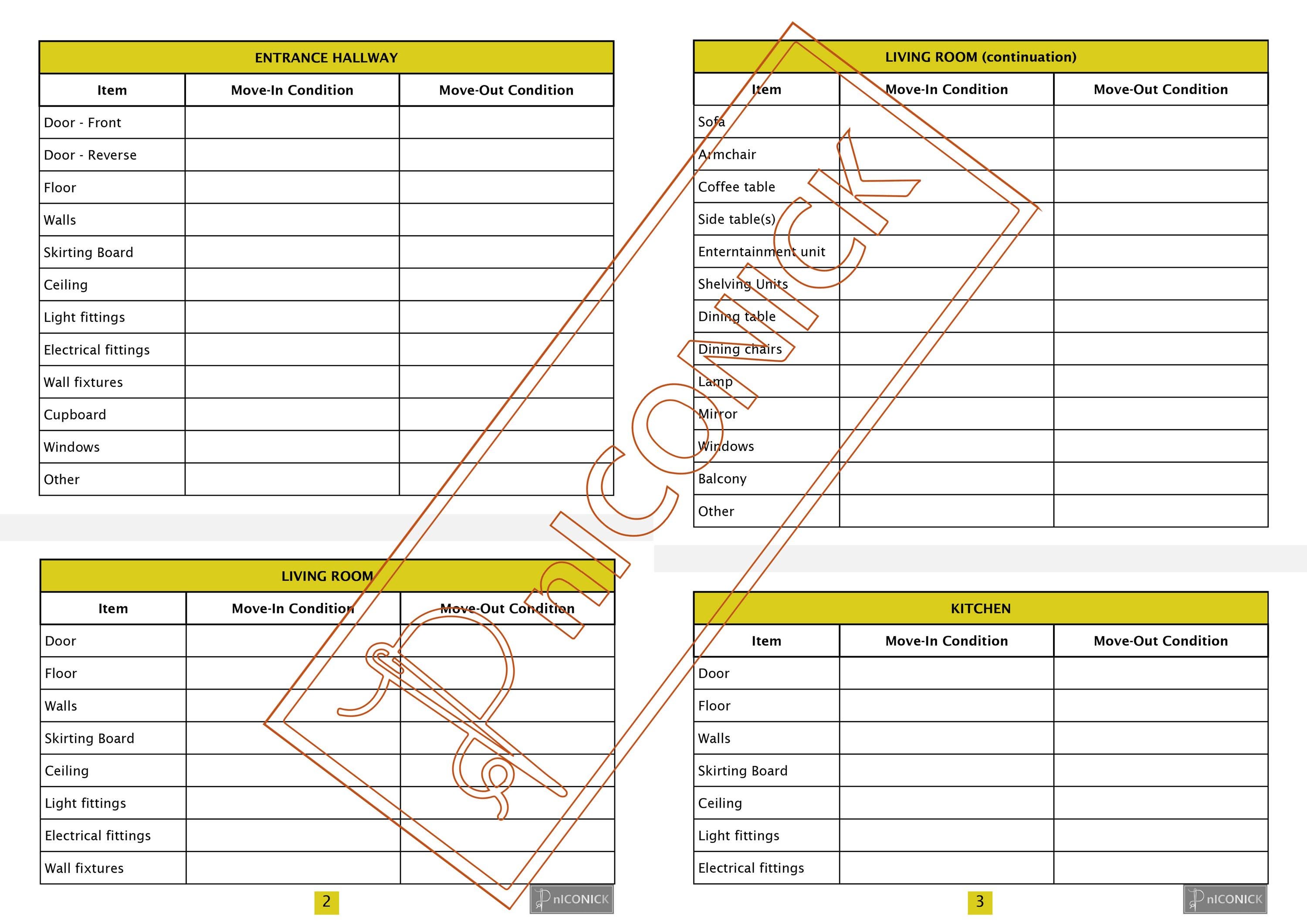 Rental Documentation & Inspection Form for Furnished Property | Tenant ...