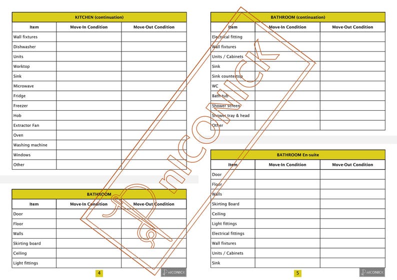 Rental Documentation & Inspection Form for Furnished Property | Tenant ...