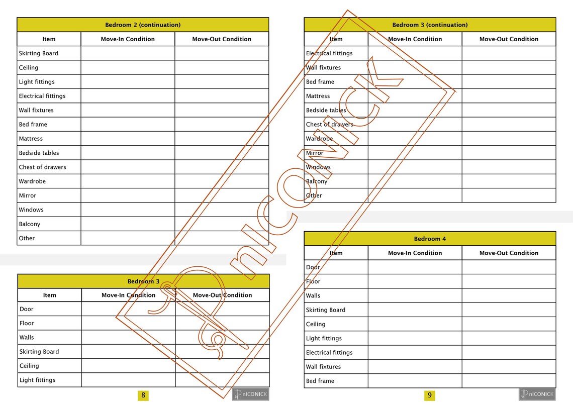 Rental Documentation & Inspection Form for Furnished Property | Tenant ...