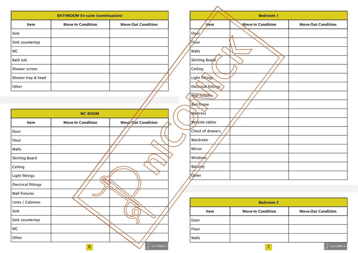 Rental Documentation & Inspection Form for Furnished Property | Tenant ...