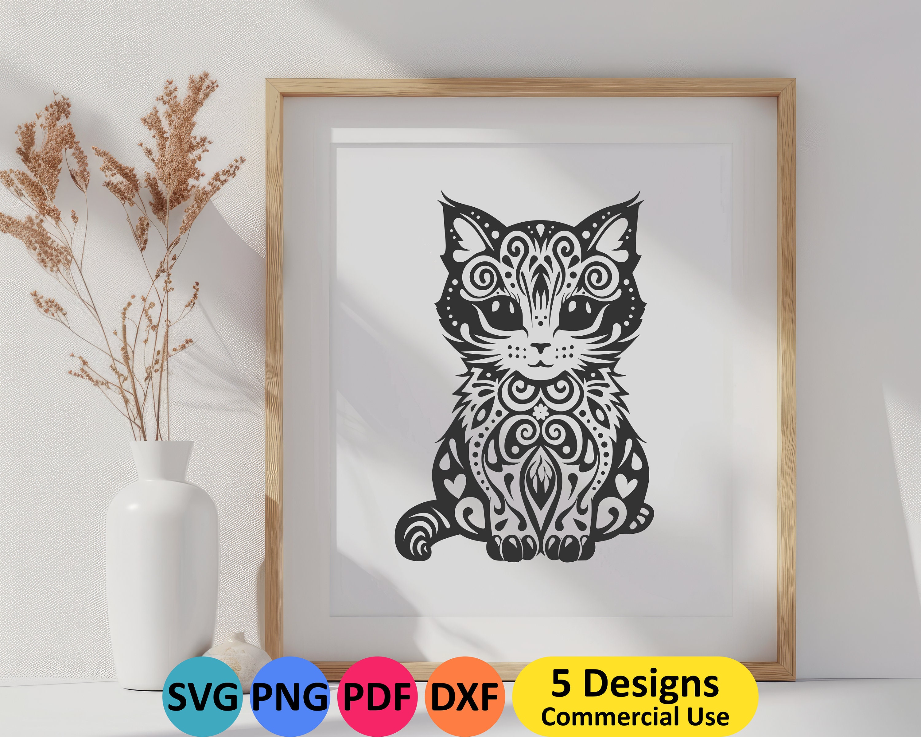 Kitten SVG Cat PNG Bundle, Digital Vector for Download, Printable Pet ...