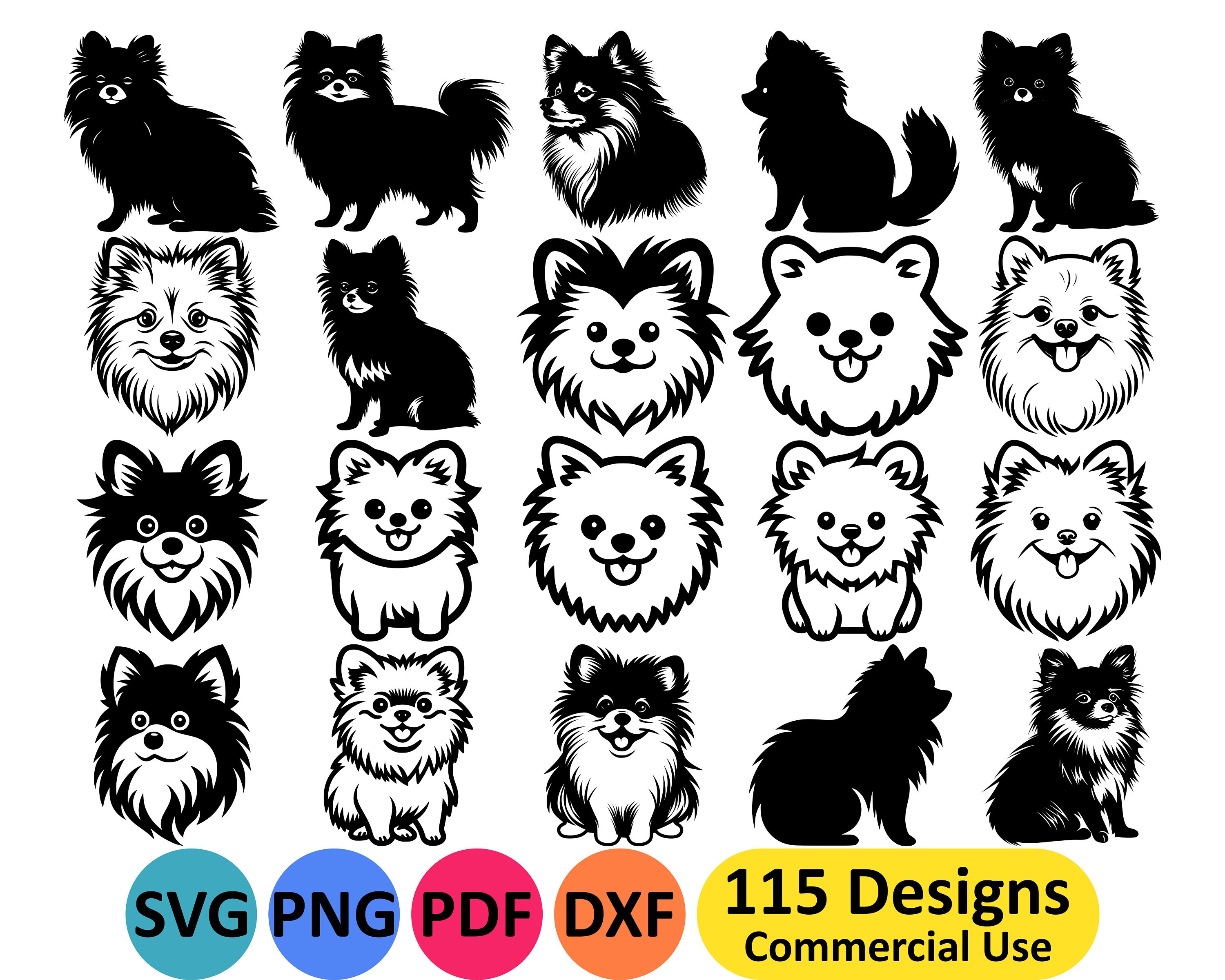 Pomeranian SVG Bundle 115 Different Dog Svg Designs of Pomeranians - Etsy
