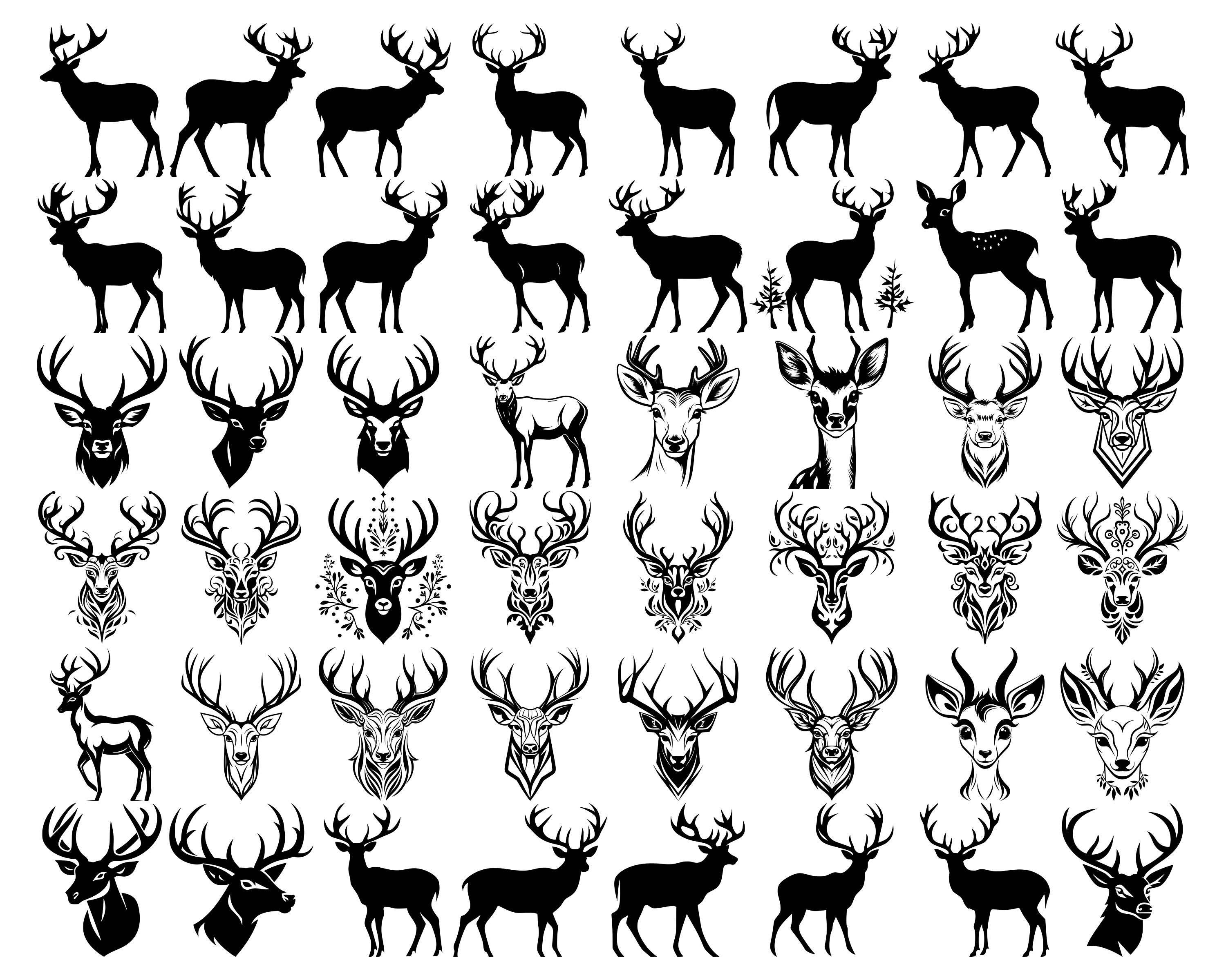 Deer SVG With Reindeer, Stag, Doe and Baby Deer Animal PNG - Etsy