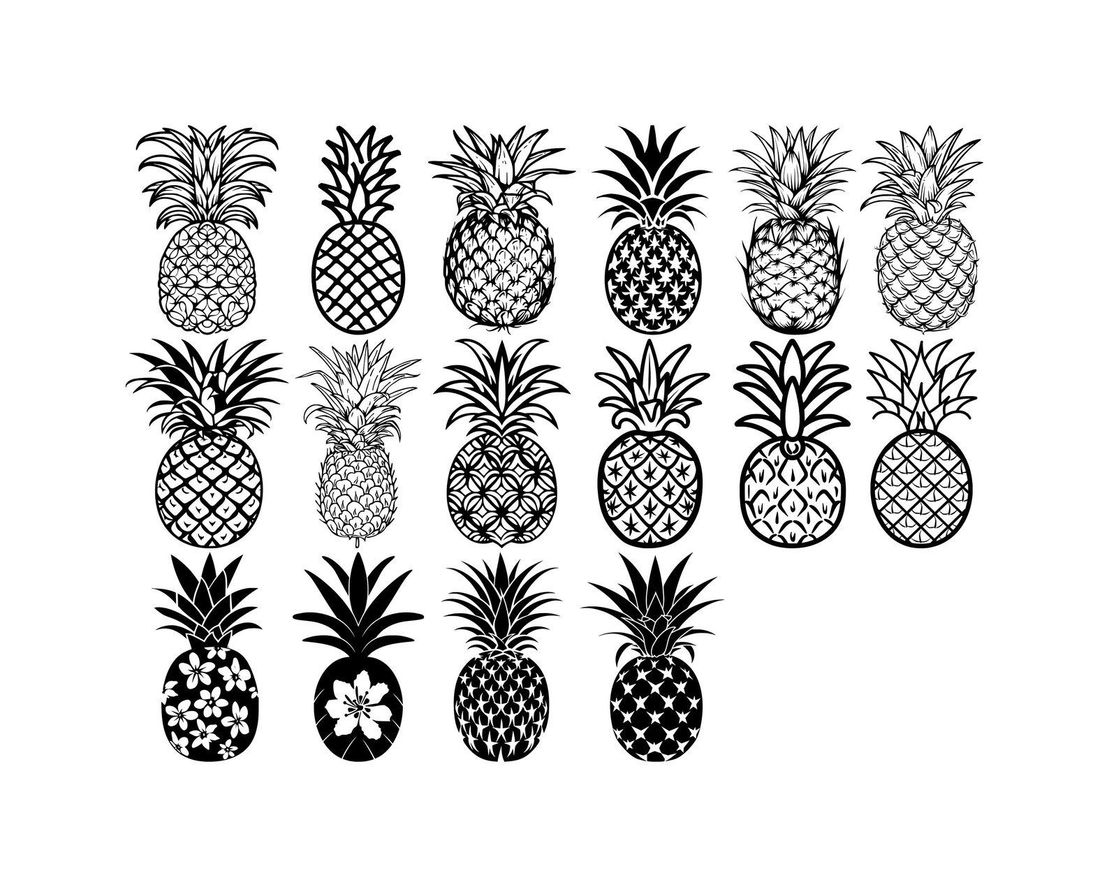Pineapple SVG Bundle Fruit Png Files, Summer Tropical Fruit Designs for ...