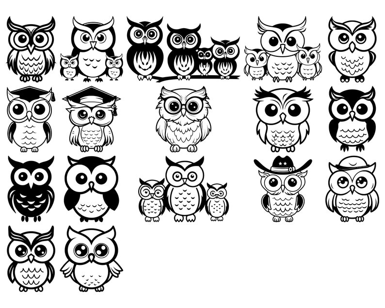 Owl SVG Bundle 97 Different Designs of Cute Owls Including Baby Owls - Etsy