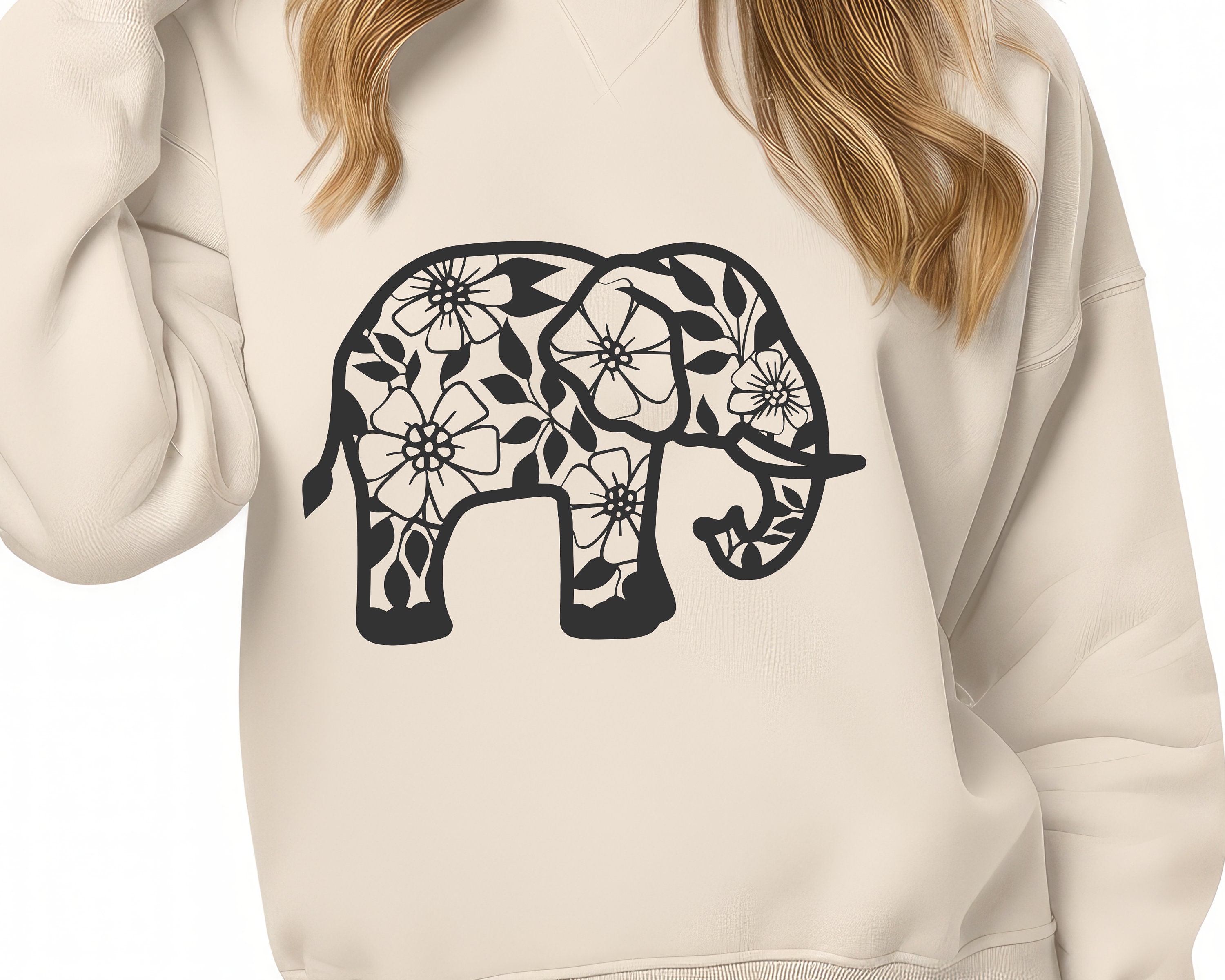 Floral Elephant SVG Safari Animal PNG File for Digital Download ...