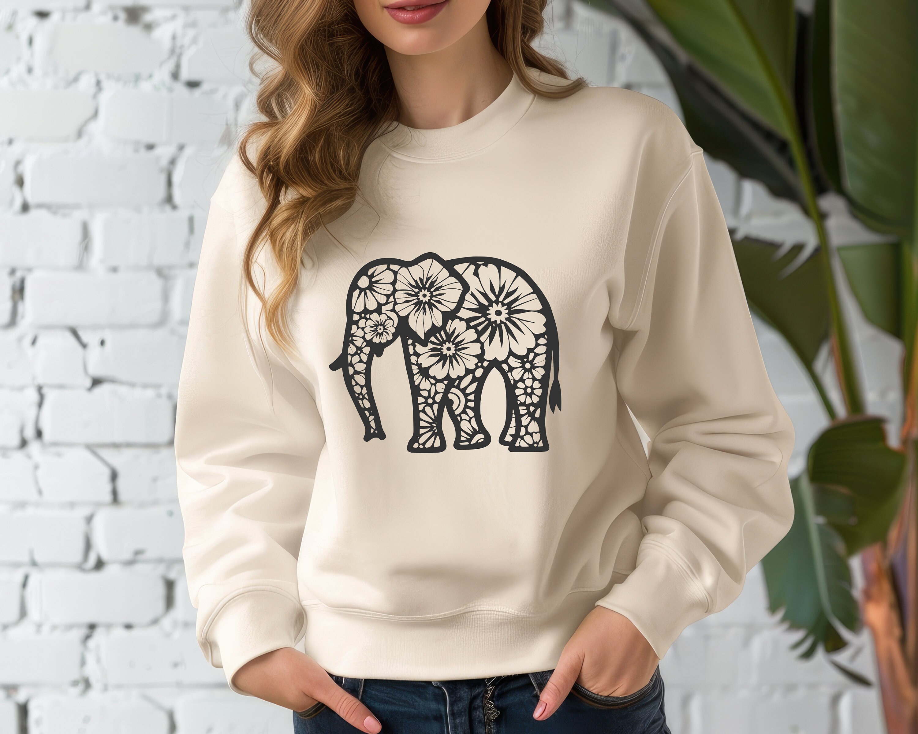 Floral Elephant SVG Safari Animal PNG File for Digital Download ...