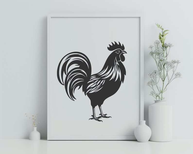Chicken SVG Cockerel PNG Silhouette Clipart, Farm Yard Artwork Drawings ...