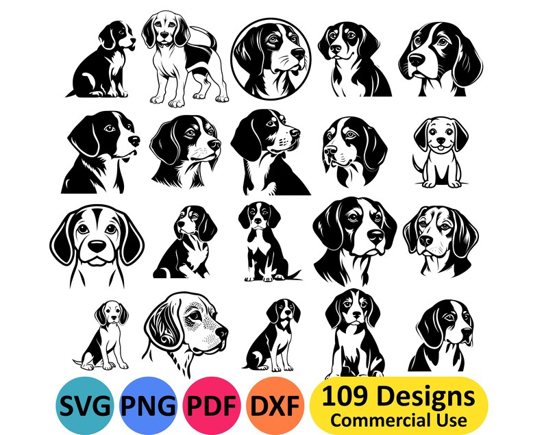 Beagle SVG Bundle 109 Different Dog Svg Designs of Beagles - Etsy
