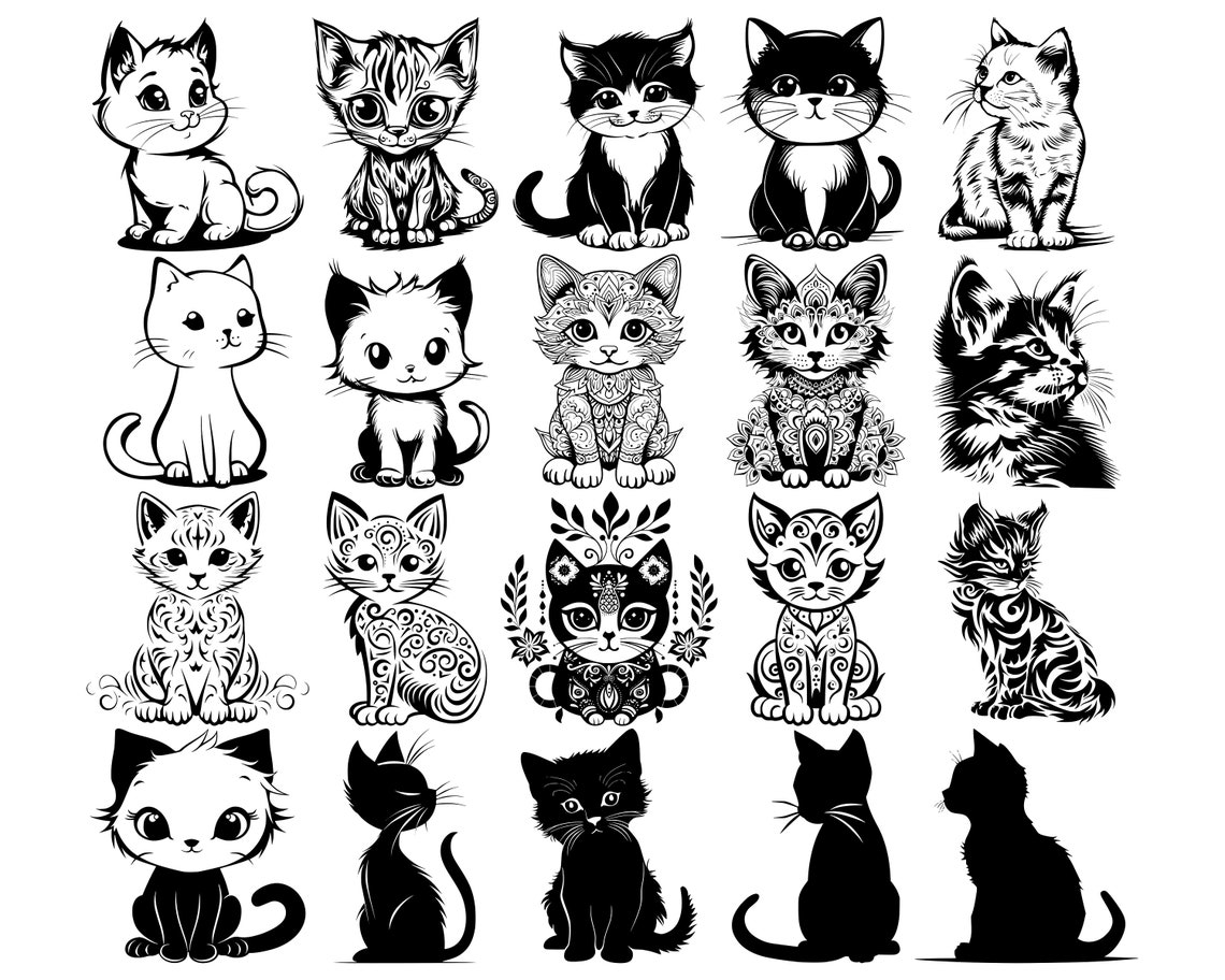 Kitten SVG Cat PNG Bundle, Commercial Use Digital Images for Animal ...